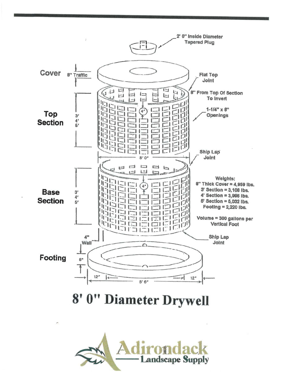 8' diameter drywell base only – Adirondack Landscape Supply