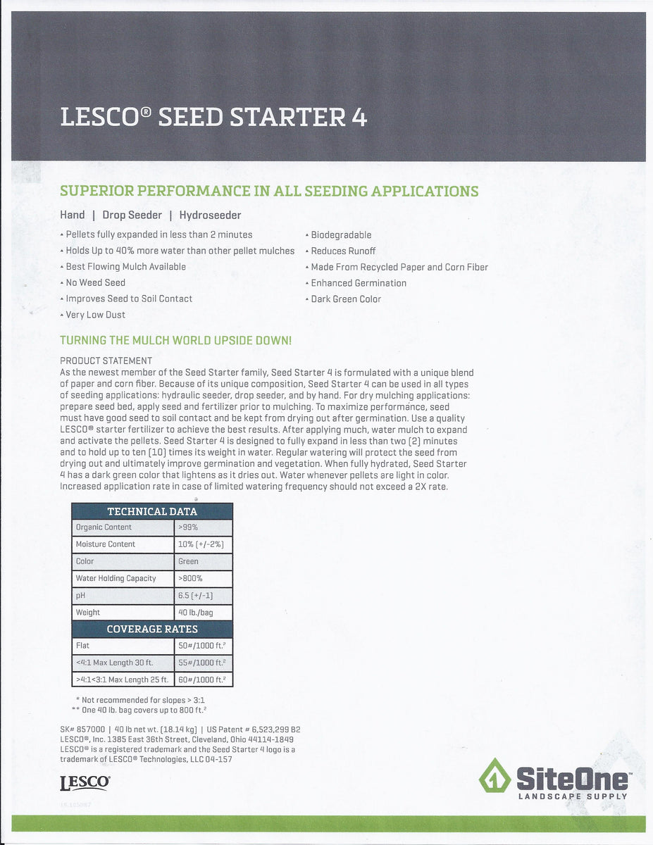 Lesco Seed Starter 4 Mulch 40lb – Adirondack Landscape Supply